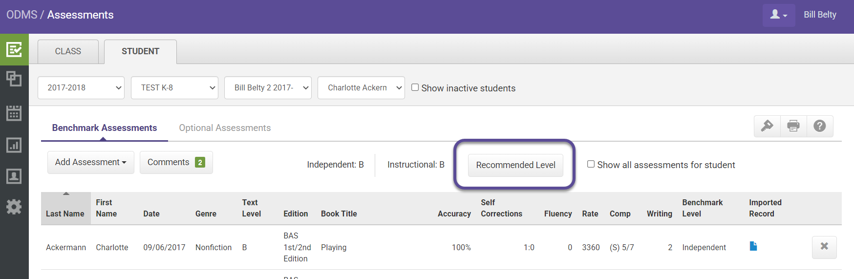 Recommended Placement Levels Student Screen Overview in Heinemann ...