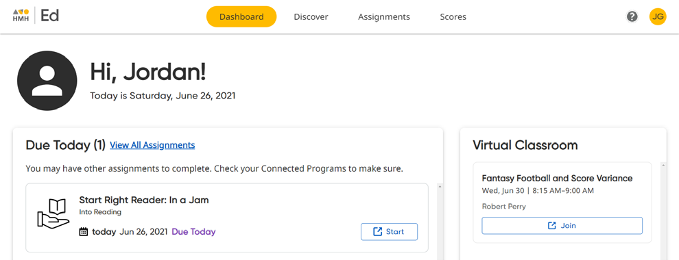 Logging in to HMH Ed via Ed-Specific (Direct) Log In as a Student