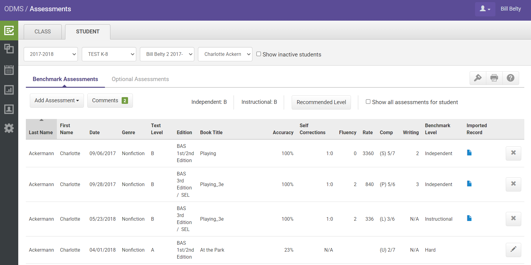 Benchmark Assessments Student Screen Overview in Heinemann Fountas ...