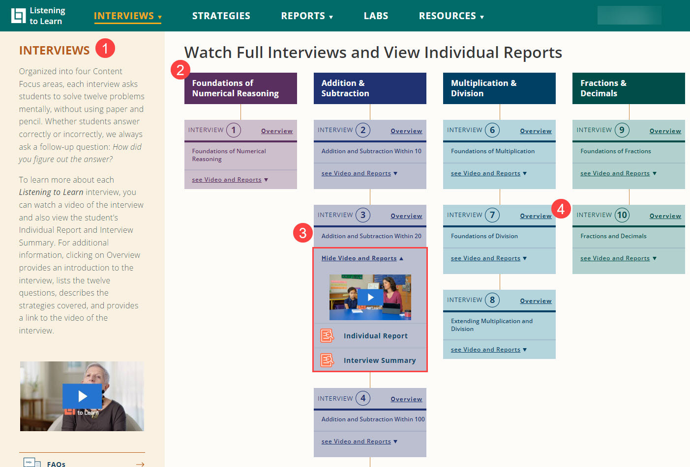 Interviews Tab Overview on Heinemann Listening to Learn